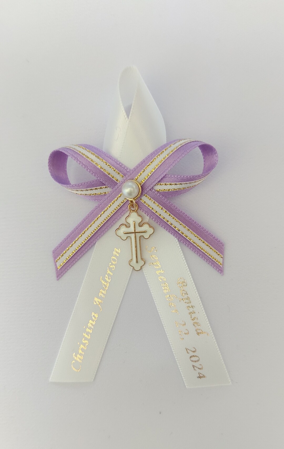 10 Personalized Martyrika Baptism Lavender & White With Gold Edges ...