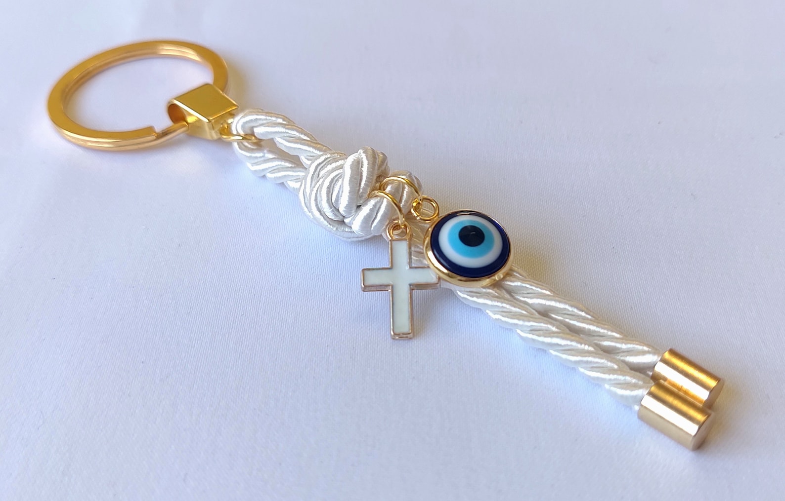 10 Pcs Keychain Baptism Favors White Enameled Cross and Evil - Etsy