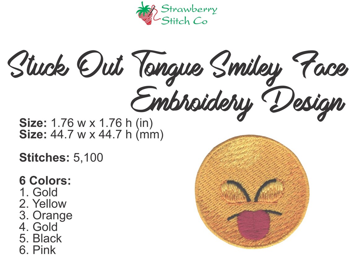 Stuck Out Tongue, Emoticon, Yuk Emoji, Smiley Face, Embroidery Design ...