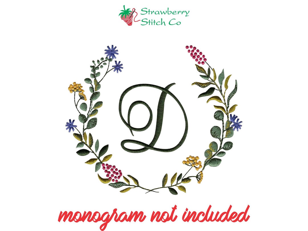 Wildflower Border, Monogram Floral, Embroidery Design, Machine ...