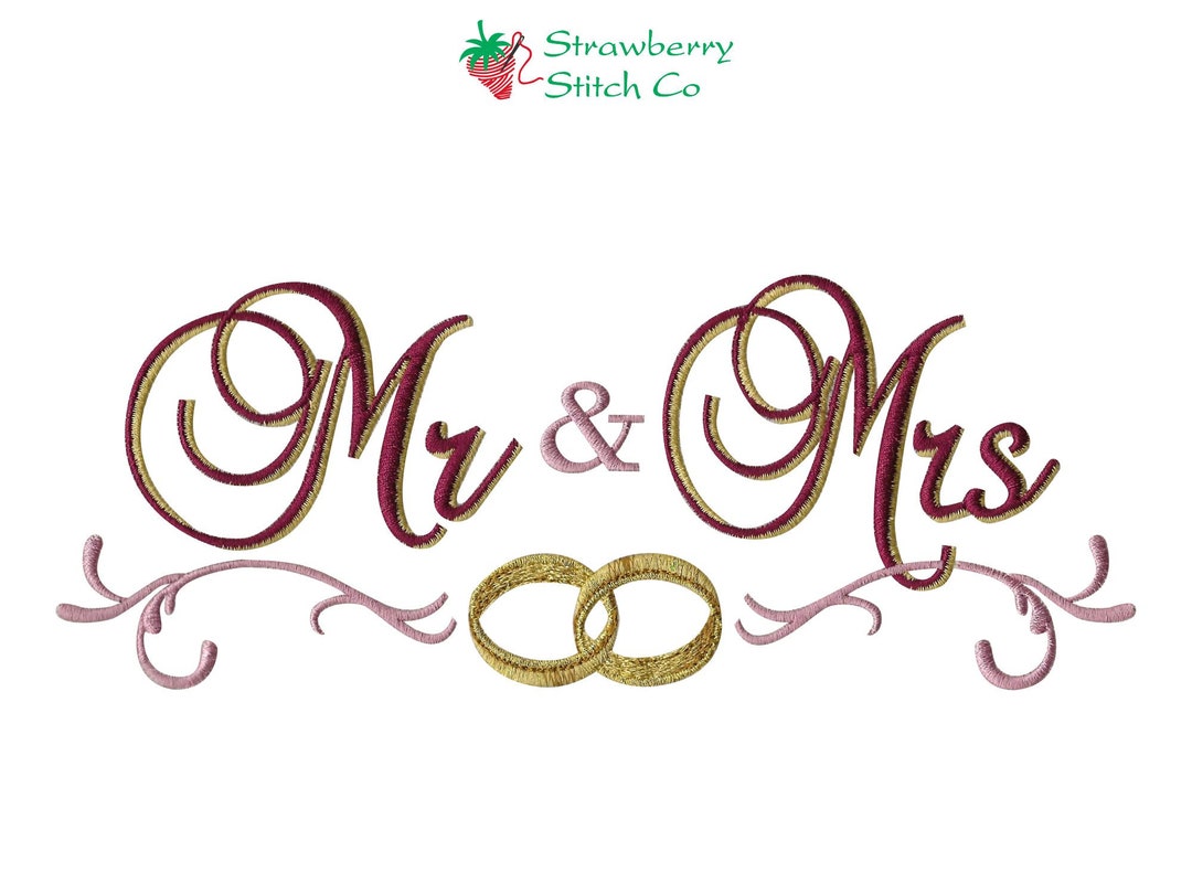 Wedding Ring Design, Embroidery Design, Mr and Mrs, Wedding Rings ...