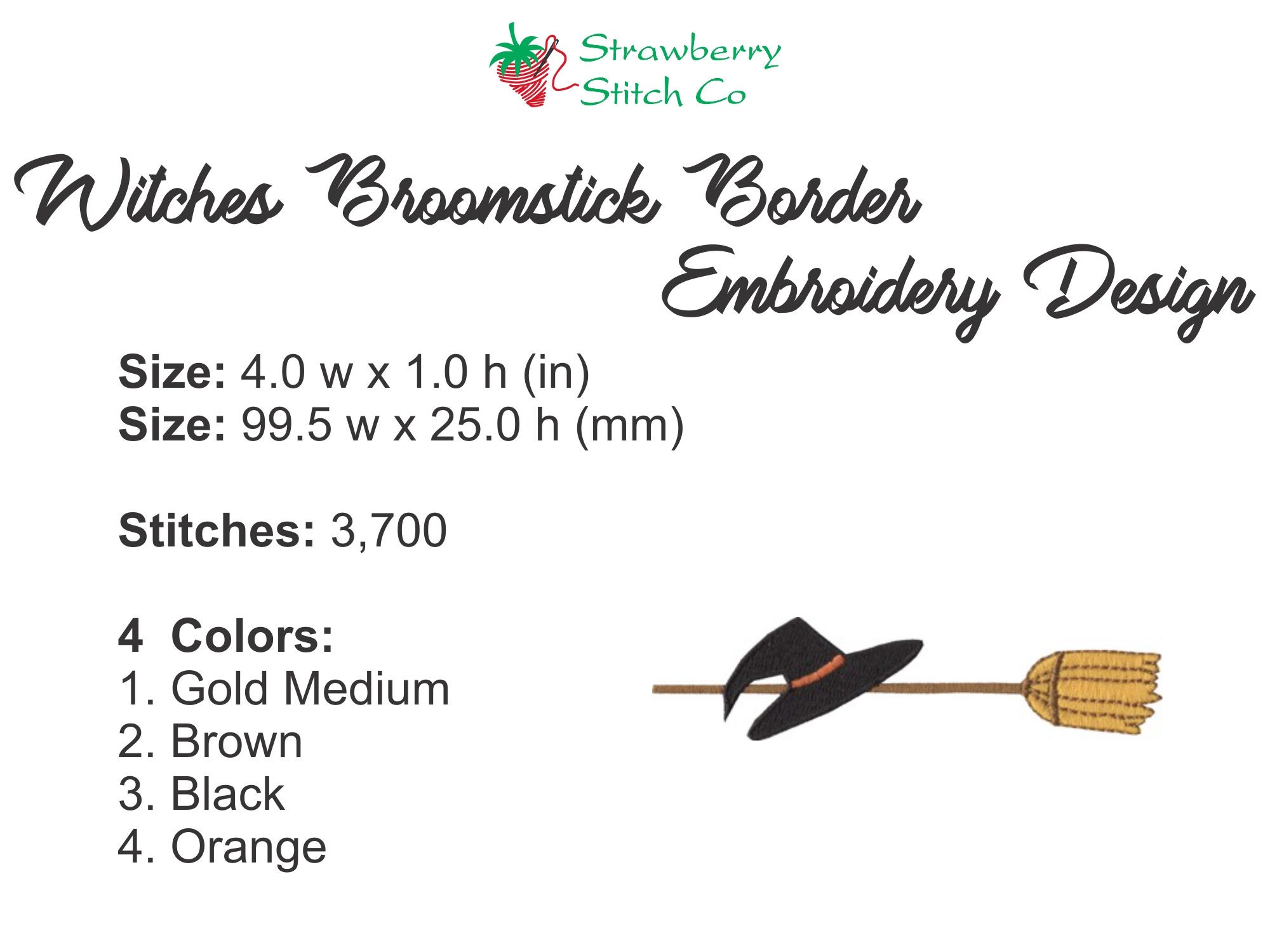 Witches Broomstick Border Embroidery Digital Download - Etsy