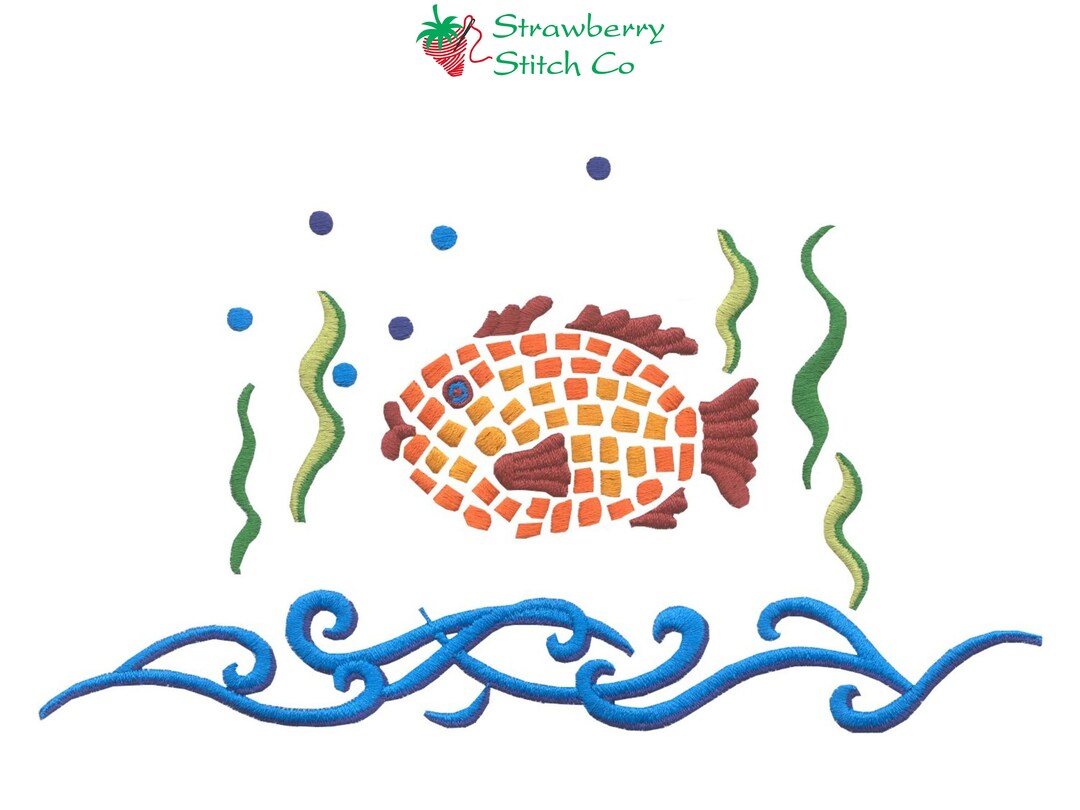 Mosaic Fish, Embroidery Design, Beach Theme, Nautical Theme, Machine ...