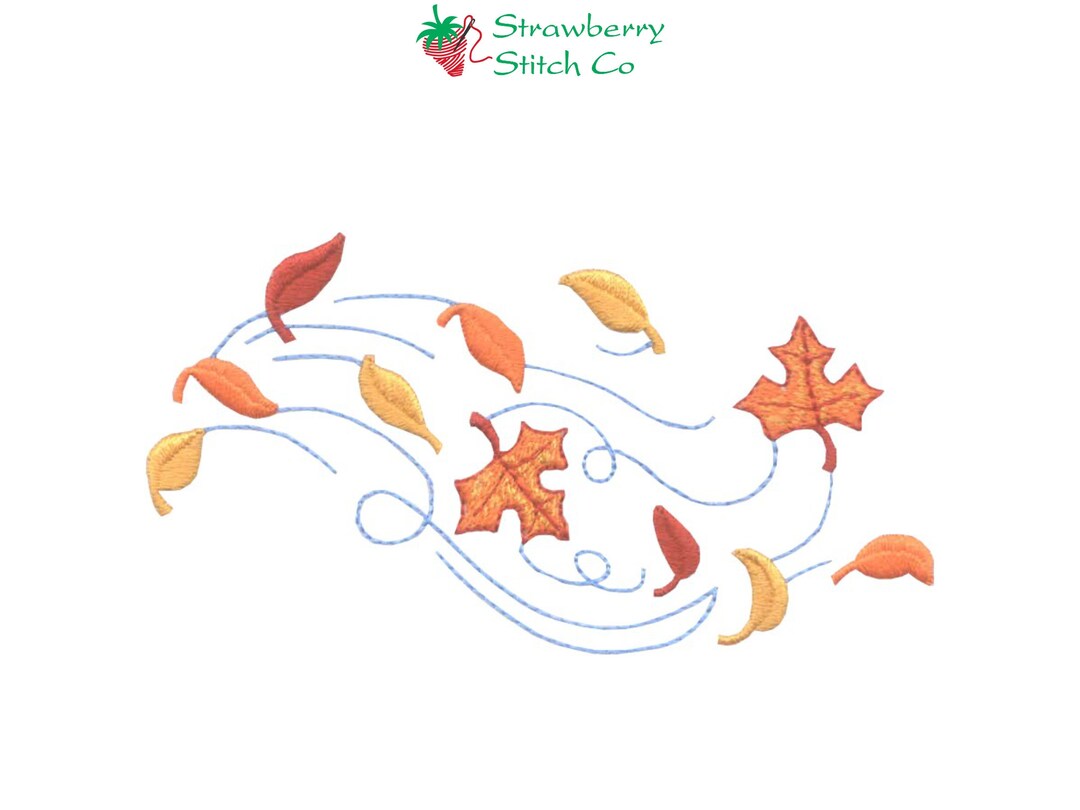 Fall Leaves, Autumn Design, Wind Blown Leaves, Embroidery Design ...