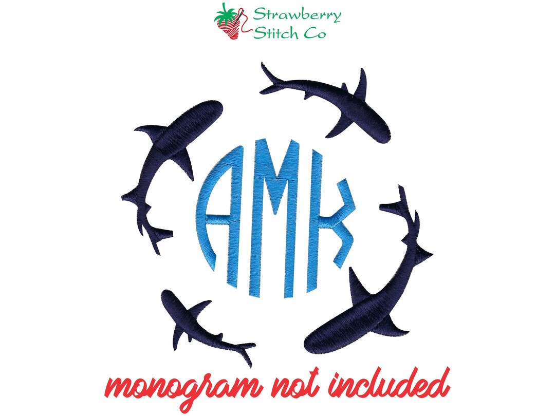 Monogram Shark Border, Embroidery Design - Etsy