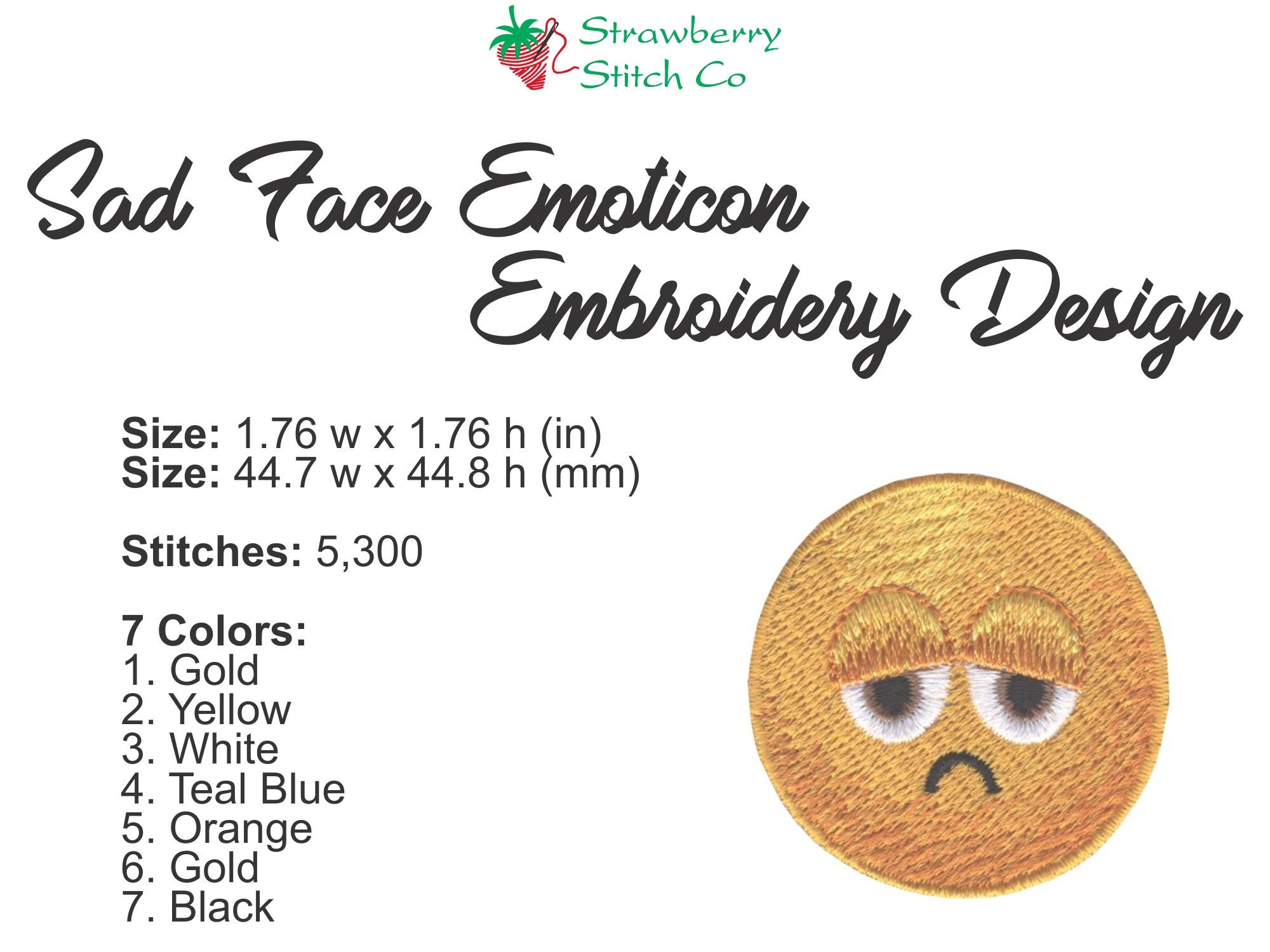 Sad Face Emoji, Frown Emoticon, Embroidery Design, Text Icons, Machine ...
