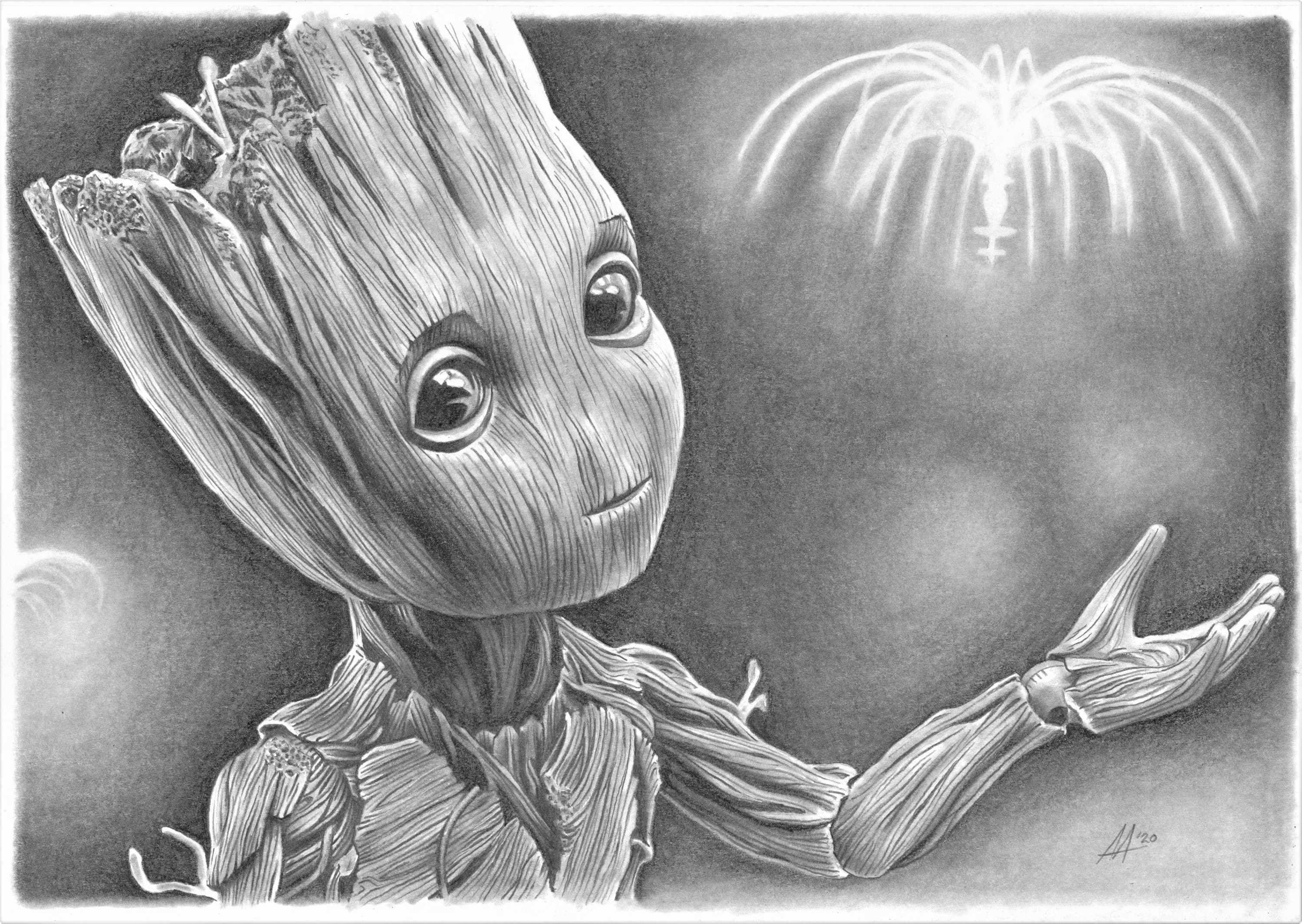Baby Groot Pencil Print | Etsy