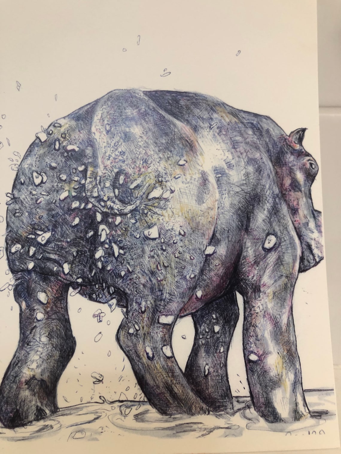 Pooping Hippo Funny Toilet Art Decoration Animal Poster Print - Etsy