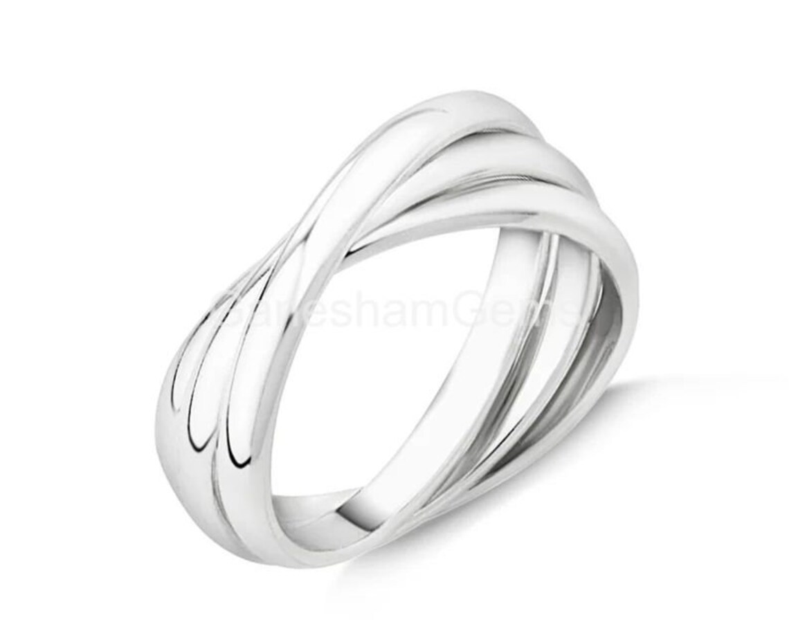 Interlocking 925 Sterling Silver Ring, Triple Band Ring Rolling Ring ...