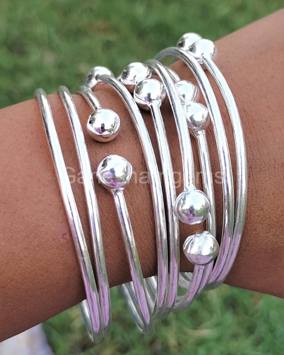 Set of 7 Bangles, Thick West Indian Bangles, Sterling Silver Bangles ...