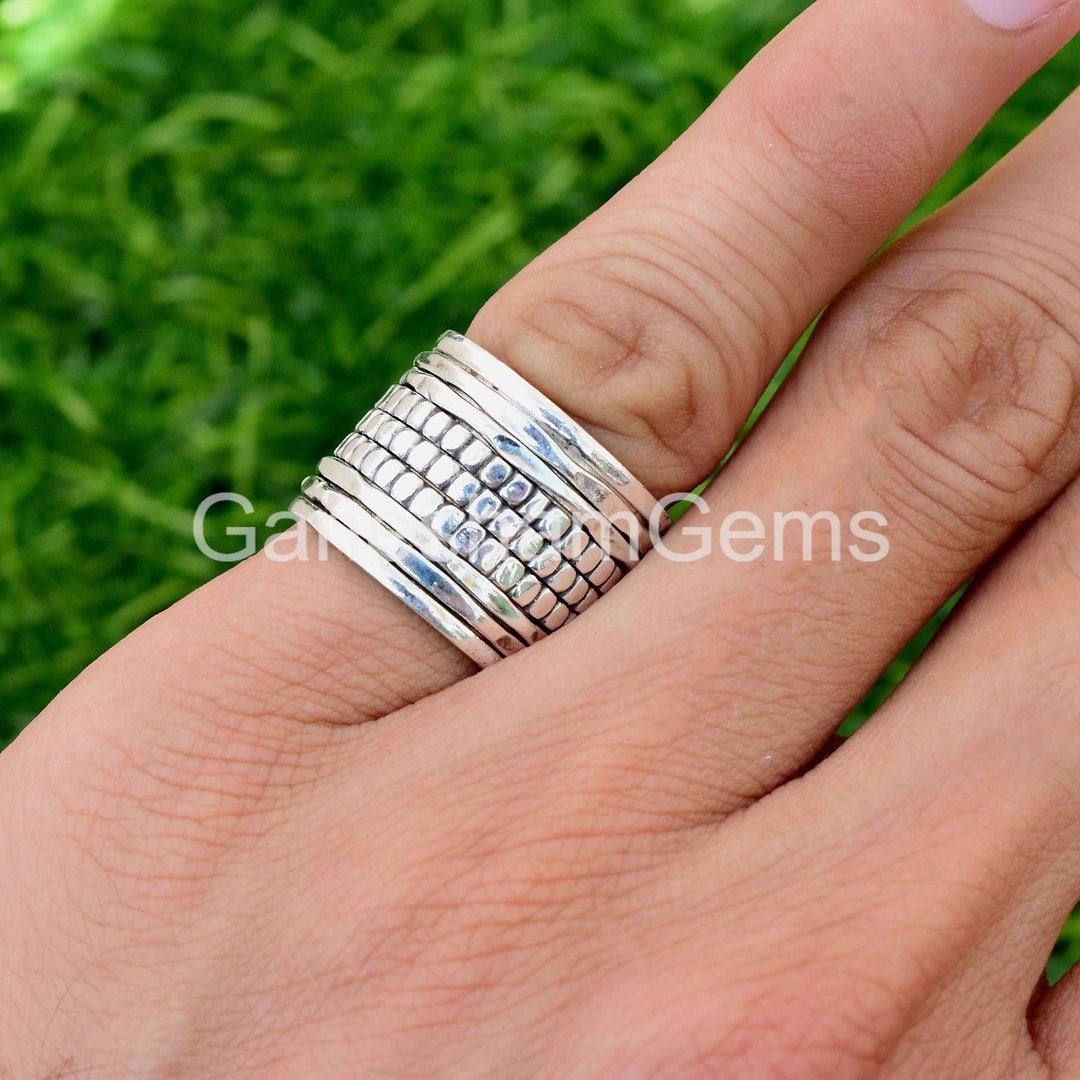 Designer Spinner Ring, 925 Sterling Silver Spinner Ring, Handcrafted ...
