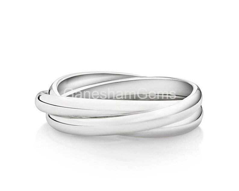 Interlocking 925 Sterling Silver Ring, Triple Band Ring Rolling Ring ...