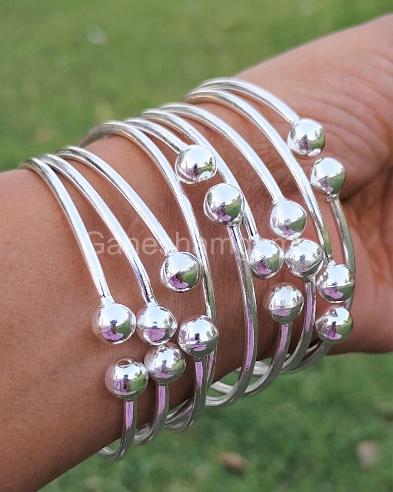 Set of 7 Bangles, Thick West Indian Bangles, Sterling Silver Bangles ...
