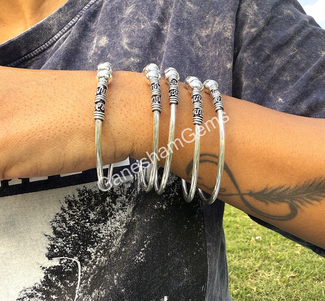 Thick West Indian Bangles, Set of 5 Bangles, 925 Sterling Silver ...