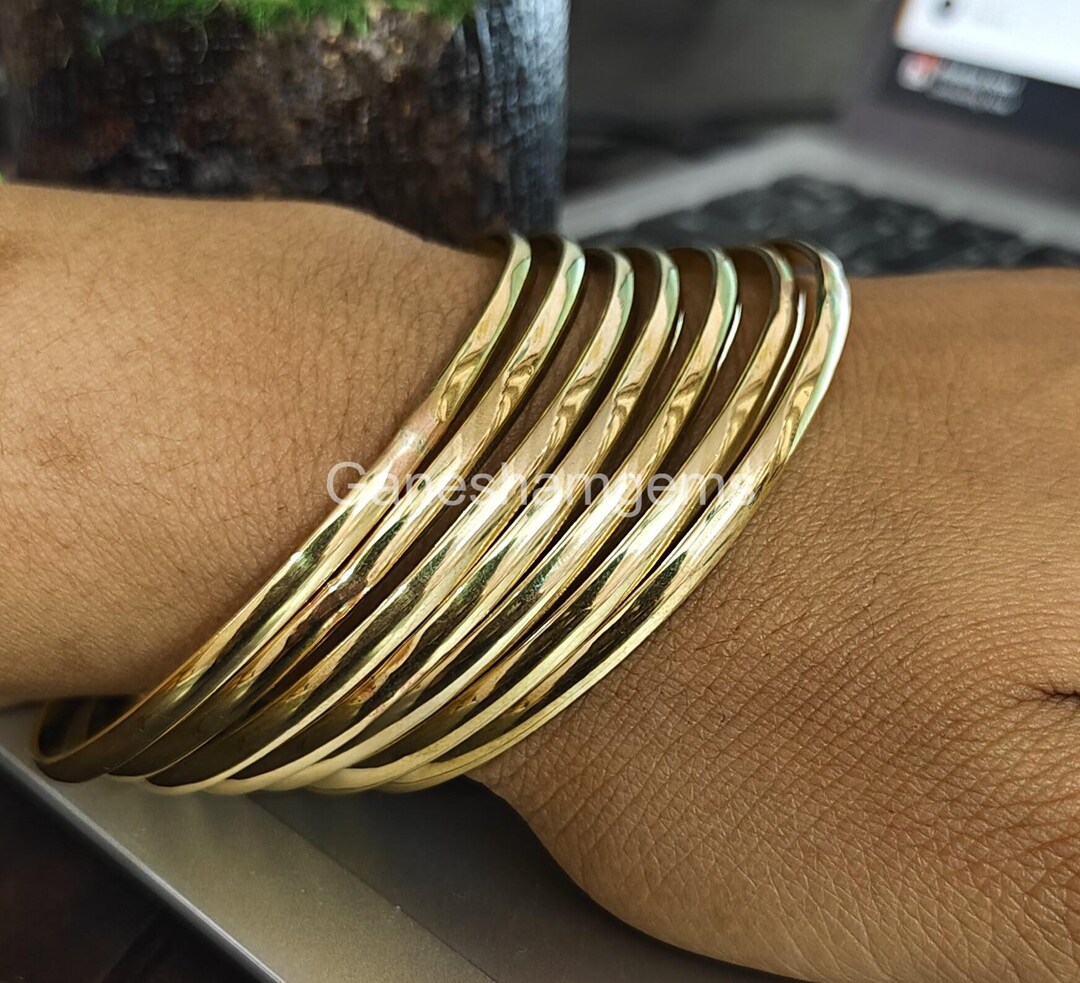 Half Round Bangles Stacking Bangles Set of 7 Bangles Solid Brass Bangle ...