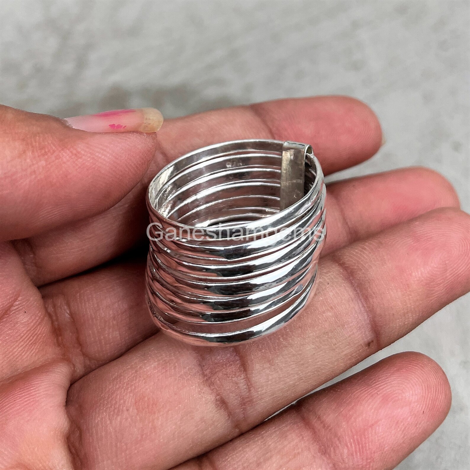 Sterling Silver 7 Band Ring - Handmade Rotating Statement Ring - Etsy