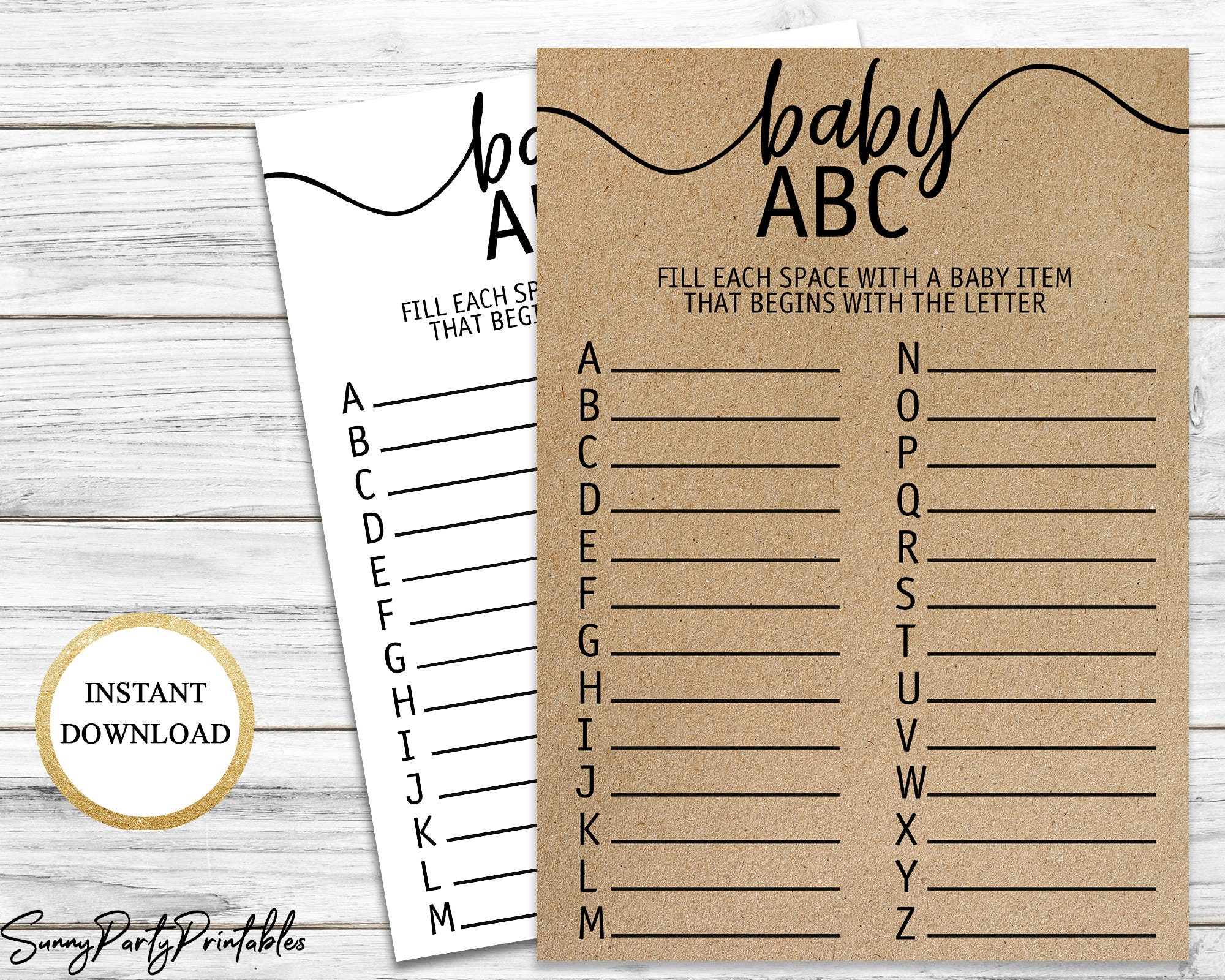 Baby ABC Shower Game Printable, Baby Abc's Game, Baby Alphabet Game ...