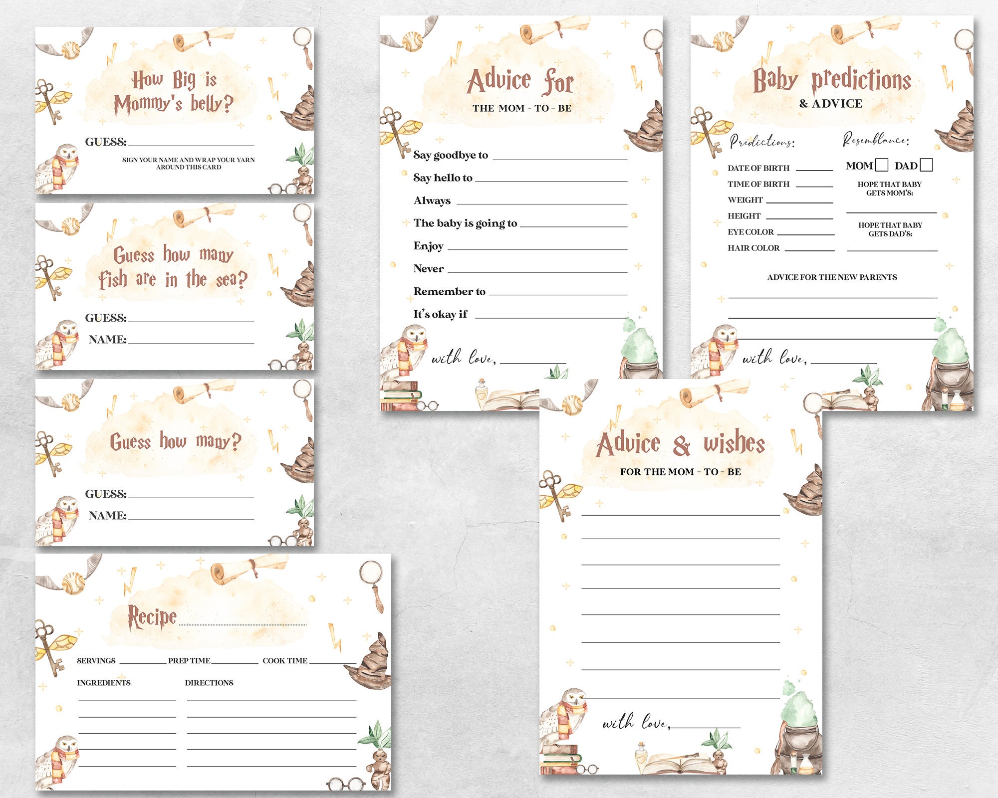 Editable Wizard Baby Shower Games Bundle Magician Baby Shower Game ...