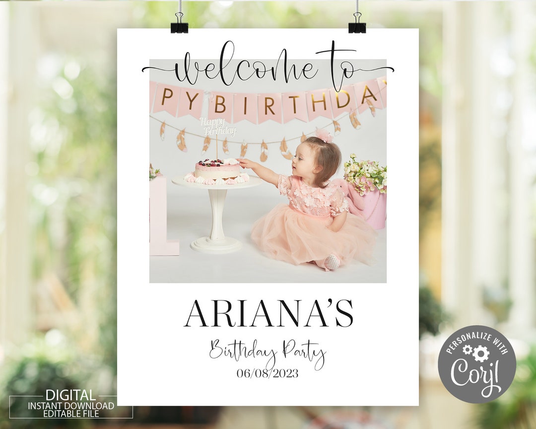 Editable Birthday Welcome Sign, Modern Welcome Board, Printable Bridal ...