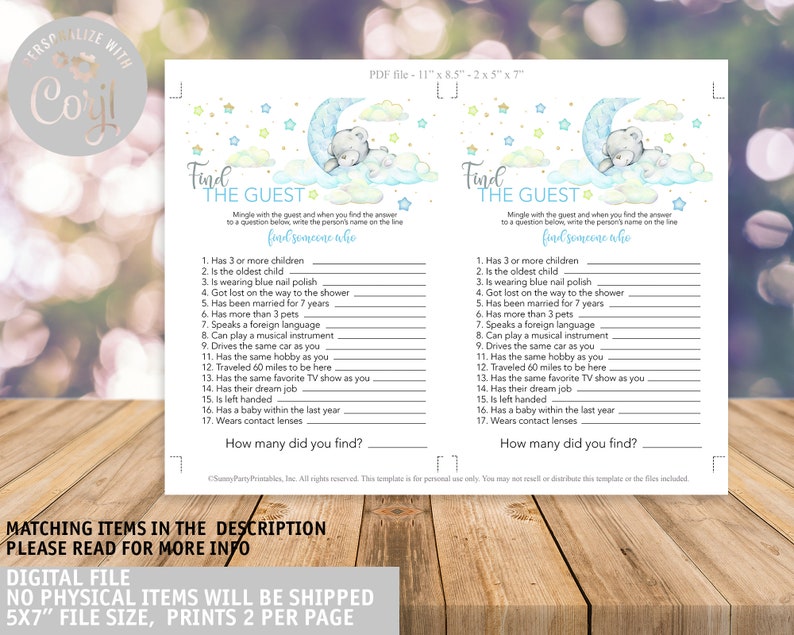 Teddy Bear Baby Shower Games Bundle Boy Baby Shower Game Bundle Package ...