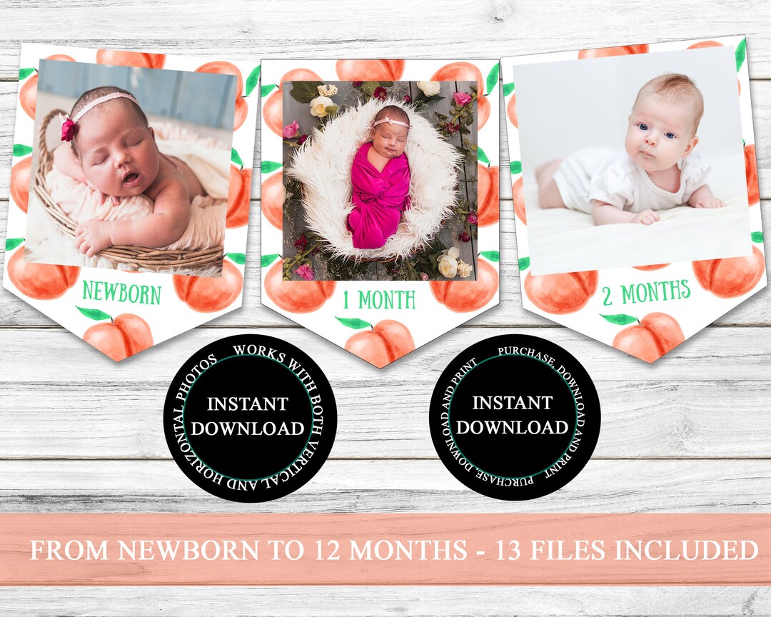 Peach Monthly Banner, Sweet as A Peach Monthly Banner, Peach Birthday ...
