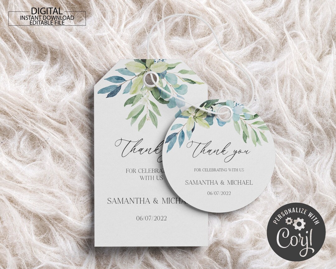 Editable Round Favor Tag Template Printable, Baby Shower Tag, Greenery ...
