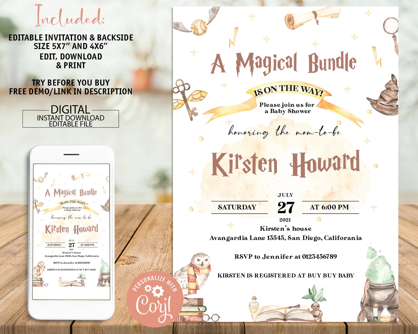 Editable Wizard Baby Shower Invitation Magic Baby Shower - Etsy