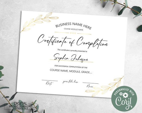 Editable Certificate Printable Certificate Template Digital | Etsy