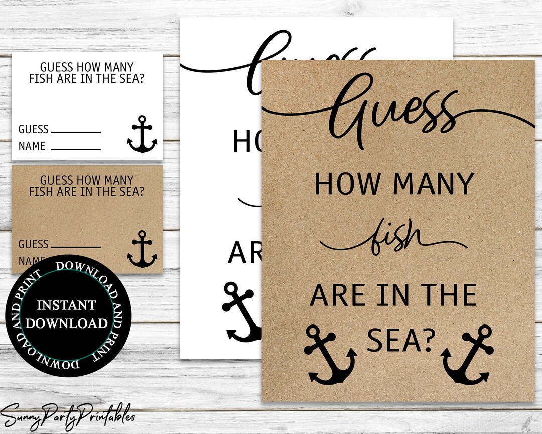 Guess How Many Fish Are in the Sea Game Printable, Guessing Game, Baby ...