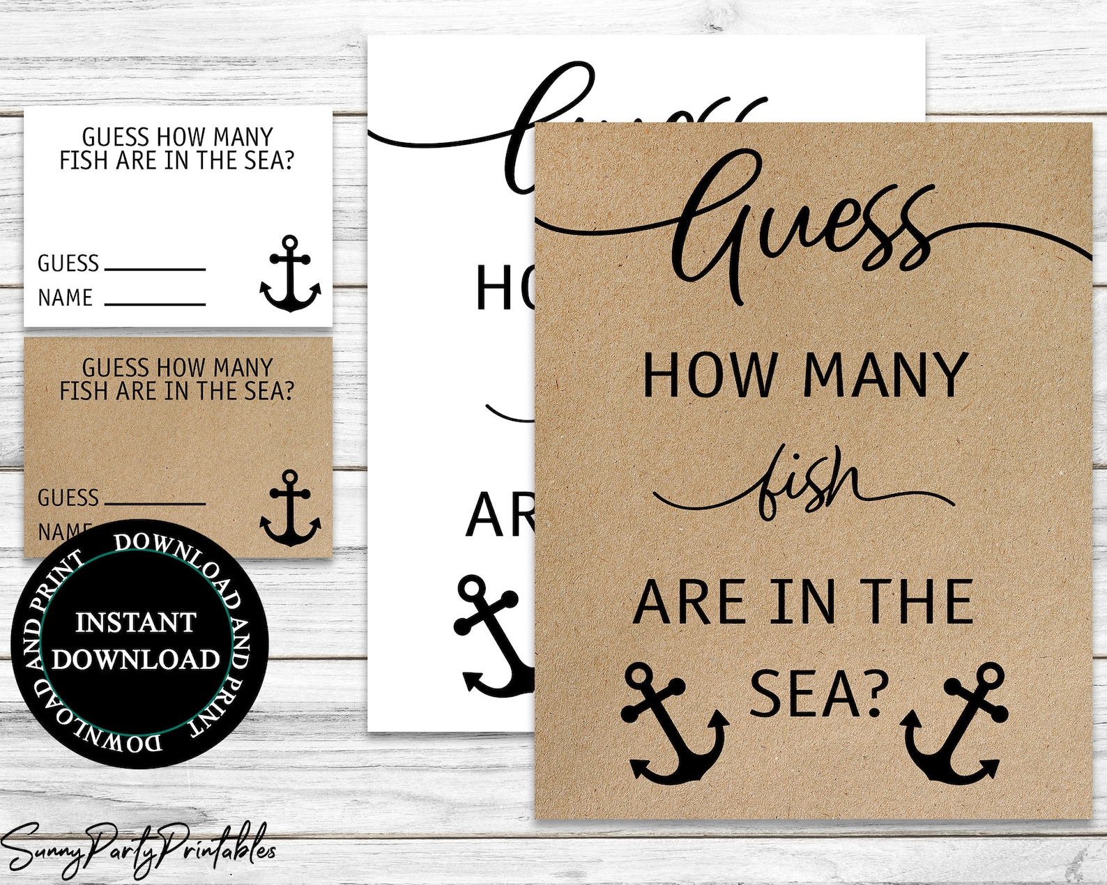 Guess How Many Fish Are in the Sea Game Printable, Guessing Game, Baby ...