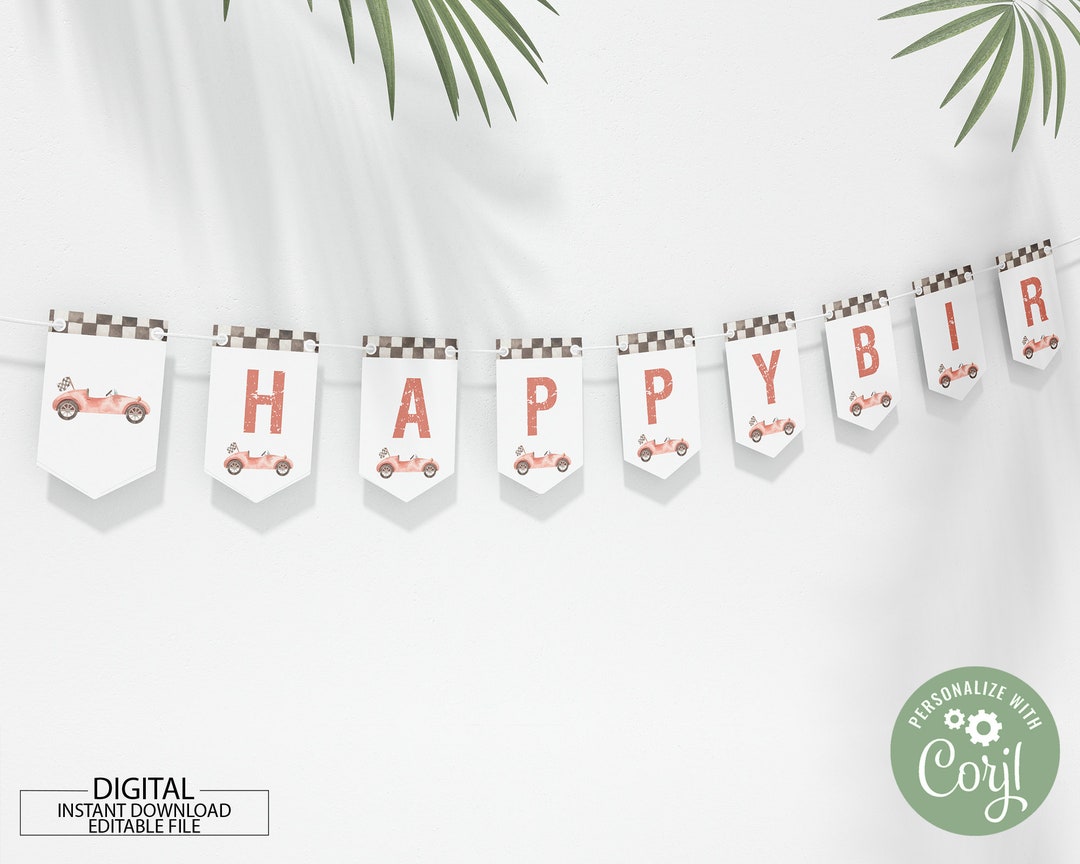 Editable Red Car Race Birthday Banner Printable Race Car - Etsy