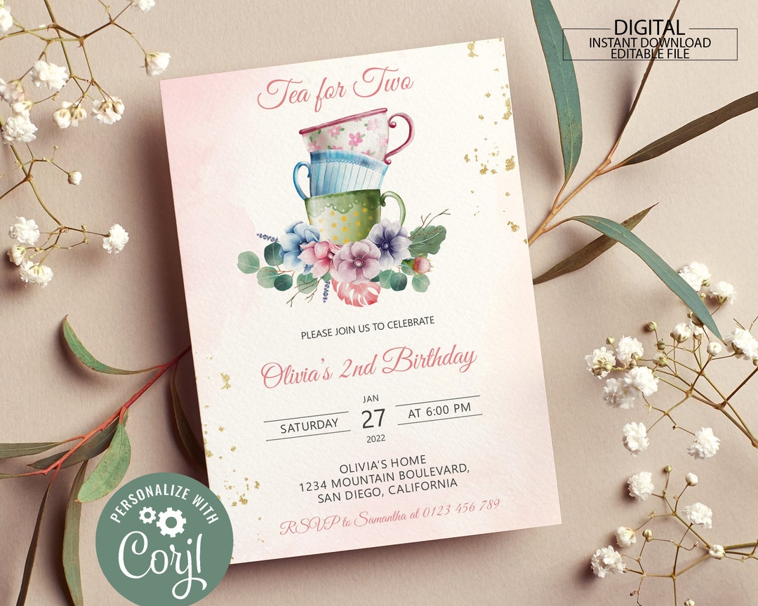 Editable Tea Party Birthday Invitation, Instant Download, Tea Party ...