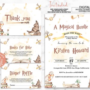 Editable Wizard Baby Shower Bundle Magic Baby Shower Invitation Set ...