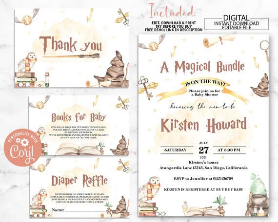 Editable Wizard Baby Shower Bundle Magic Baby Shower - Etsy