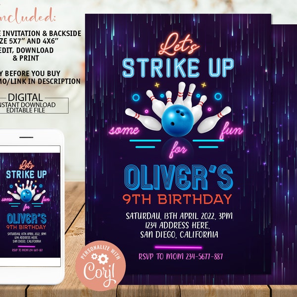 Lets Strike up Some Fun Birthday Invitation - Etsy