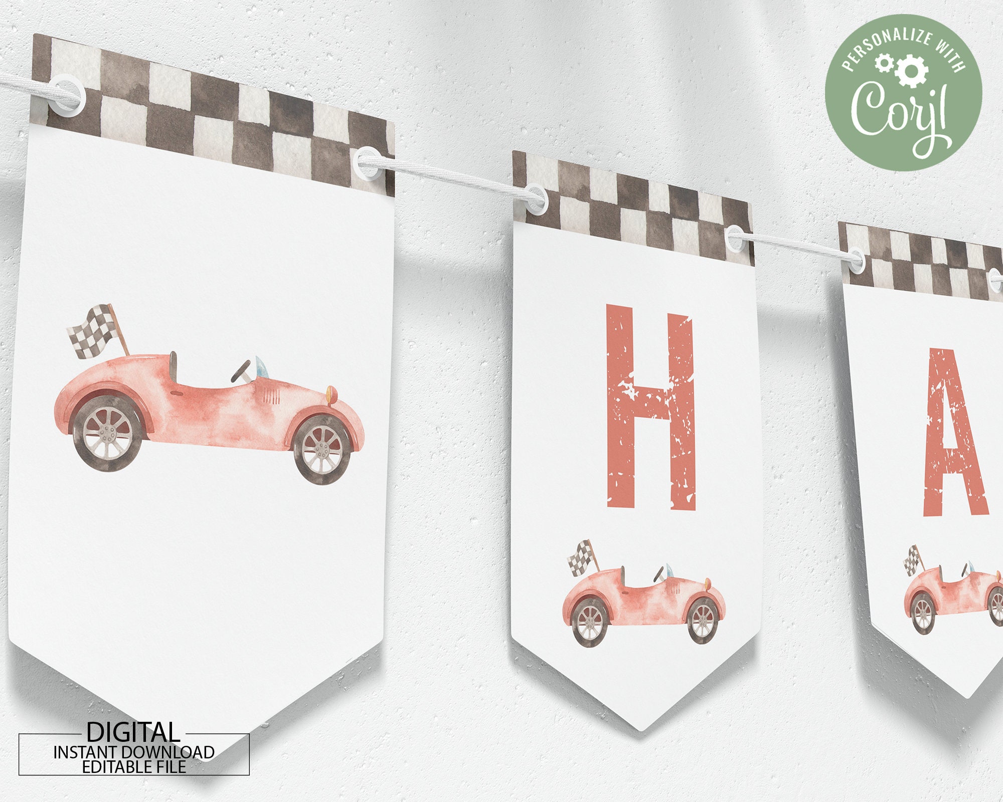 Editable Red Car Race Birthday Banner Printable Race Car - Etsy