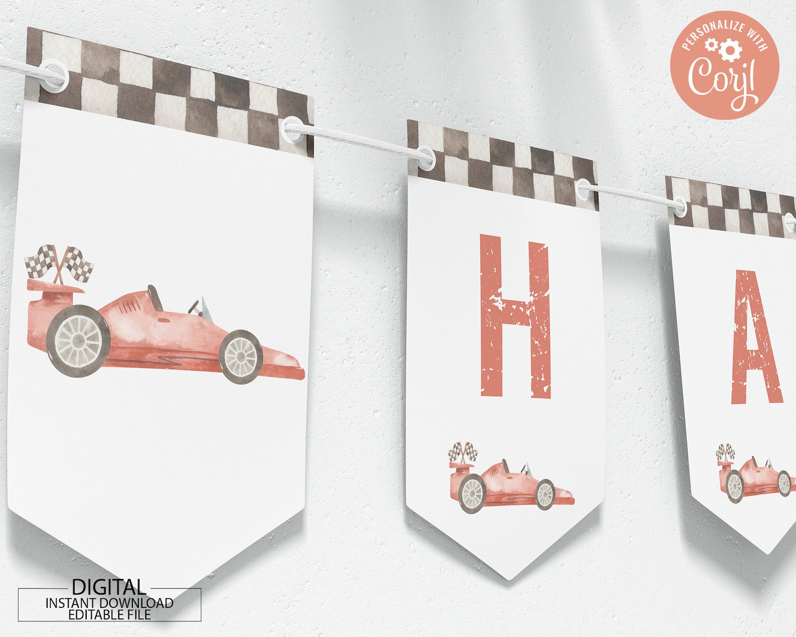 Editable Red Car Race Birthday Banner Printable Race Car - Etsy