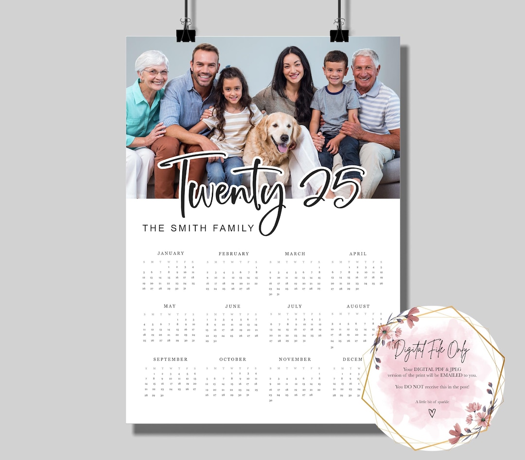 Personalised 2025 Family Calendar With Custom Photo | Modern Minimalist ...