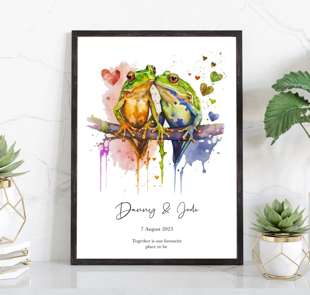 Personalised Frog Print Frogs in Love Paper Anniversary - Etsy