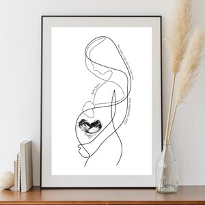 Pregnant Woman Line Drawing, Baby Scan Print Art, Baby Scan Frame, Baby ...