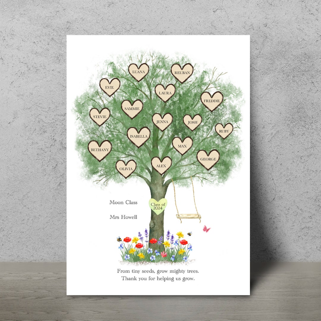 Personalised Pupil Tree, Class of 2024 School Leavers Gift, Teacher ...