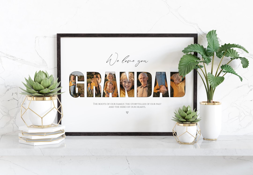 Custom Grandad Photo Collage Print Gift | Personalised Grandad Picture ...