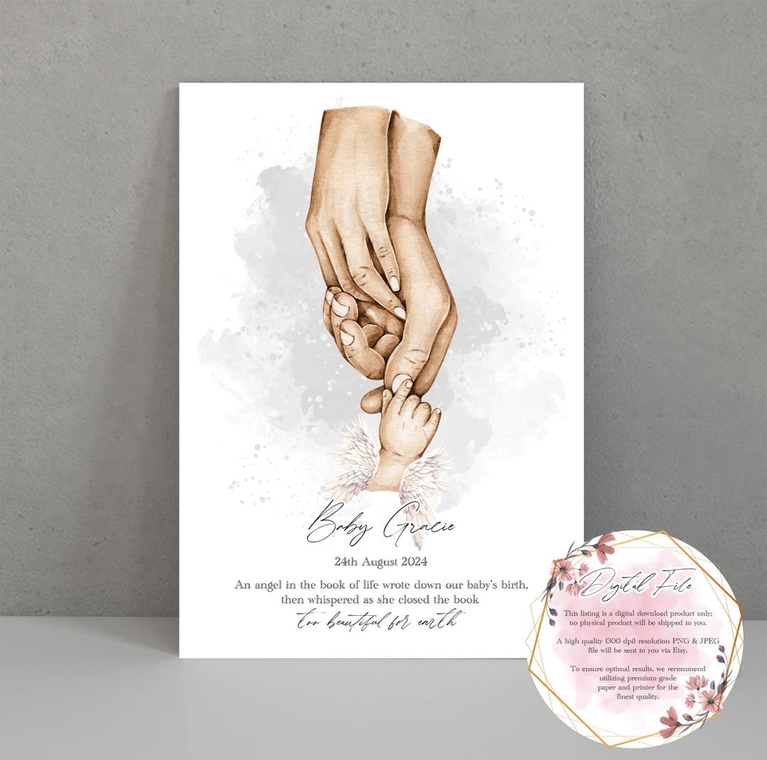 Family Holding Hands Print, Angel Baby, Miscarriage, Memorial, Baby ...