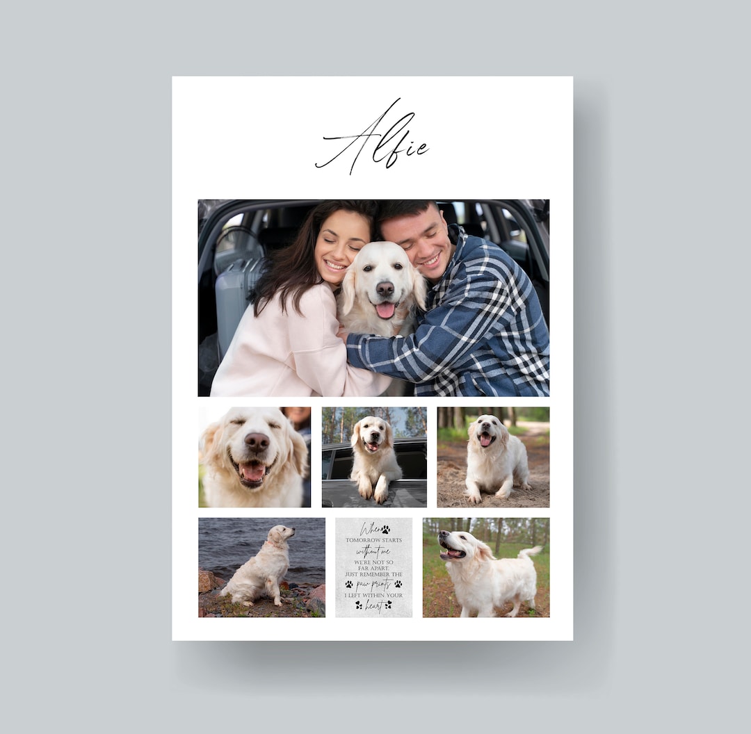 Pet Photo Collage Print, Pet Loss, Memorial, Dog Photo Collage Poster ...