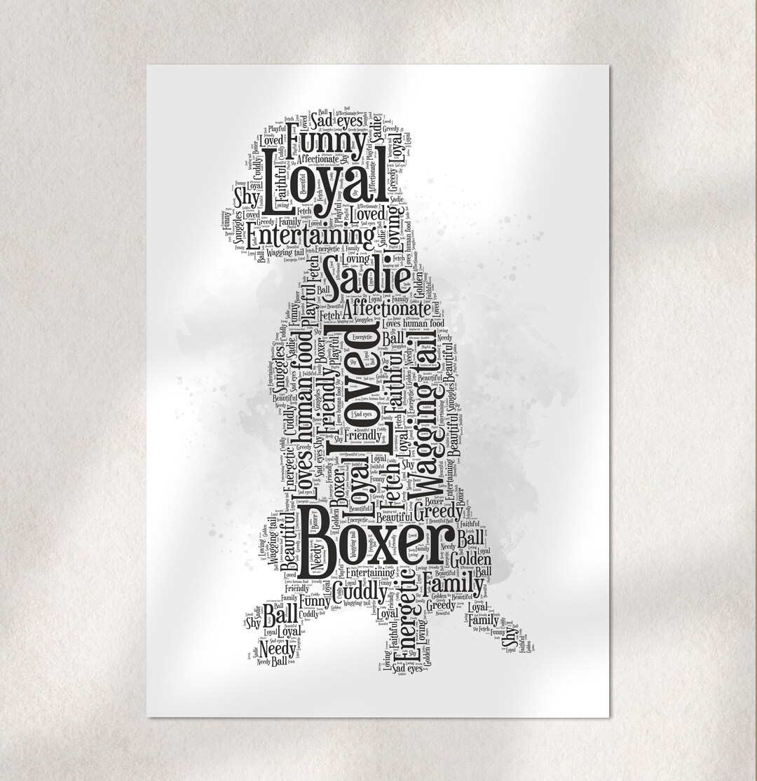 Boxer Print, Custom Word Art Picture, Memorial, in Memory Gifts, for ...