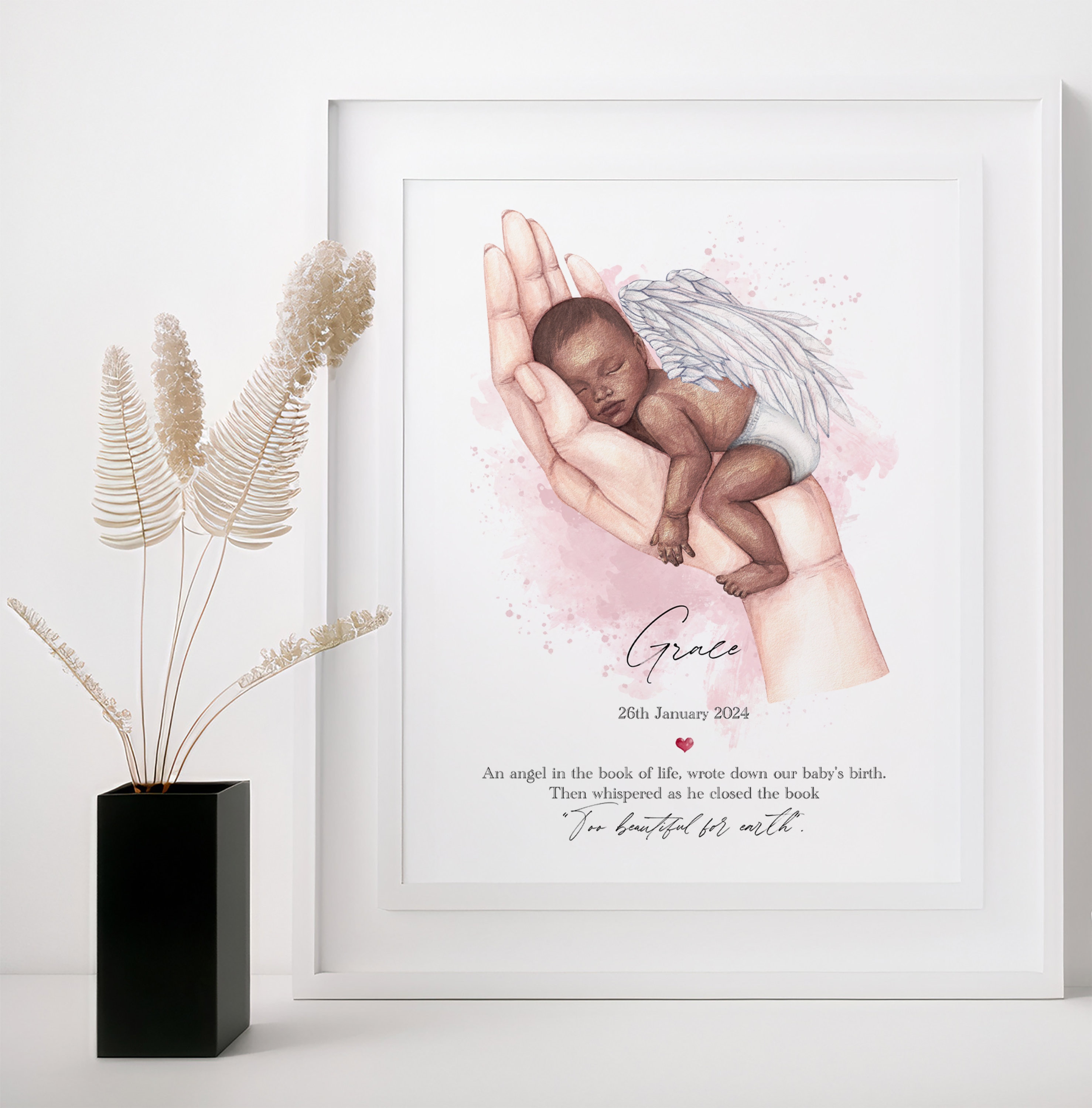 Personalised Angel Baby Print, Miscarriage Memorial Poster, Baby Angel ...