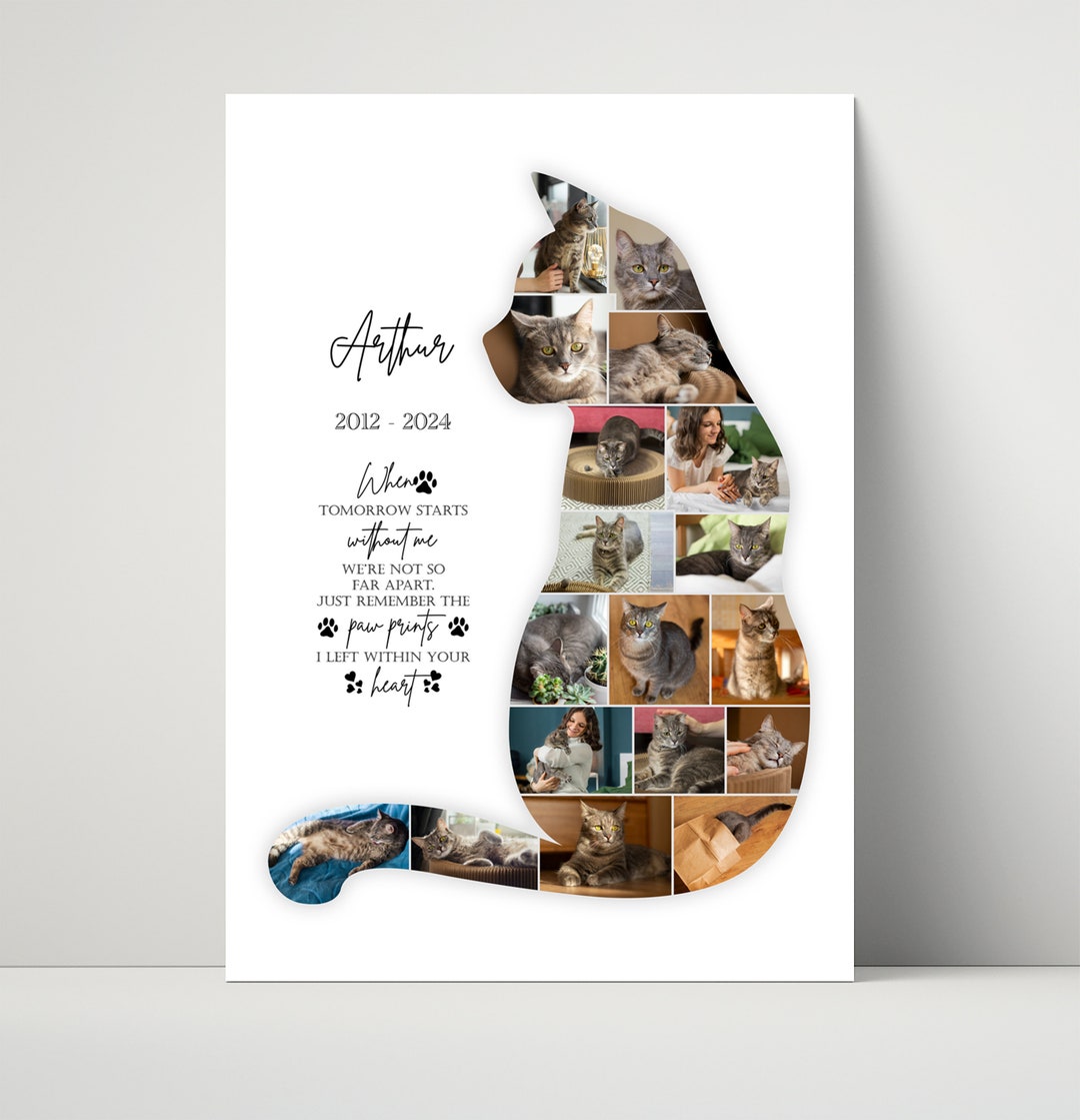 Cat Photo Print, Photo Collage Poster, Pet Loss, Pet Memorial, Photo ...