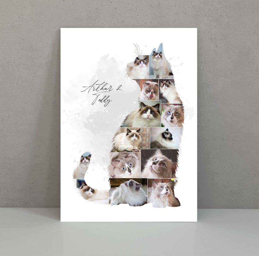 Personalized Cat Photo Collage Print: Pet Memorial Keepsake - Etsy