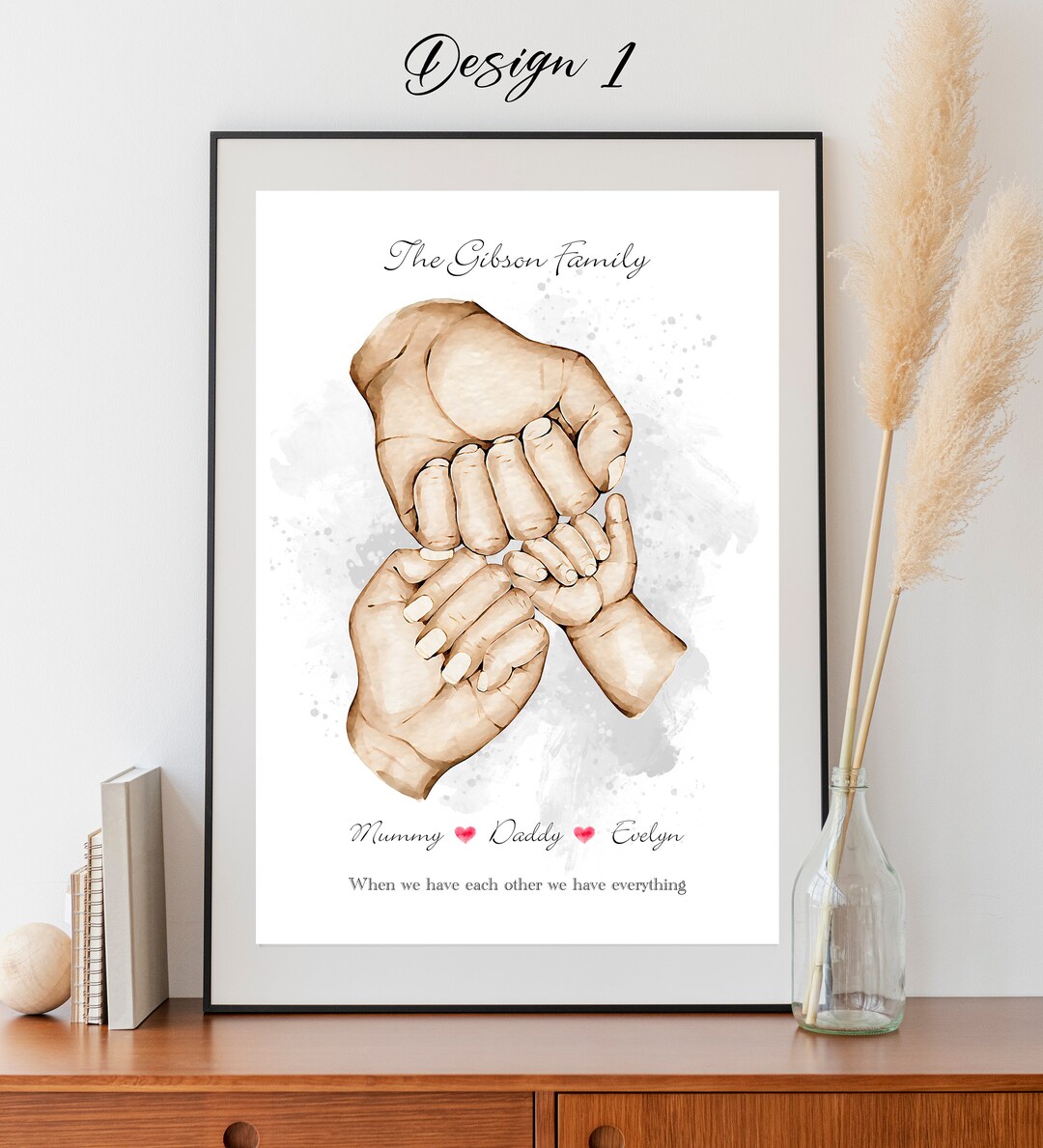 Family Fist Bump Print, Family of 3 Personalised Family Print, New ...