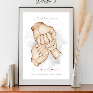 Family Fist Bump Print, Family of 3 Personalised Family Print, New ...